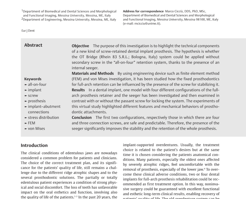 Rhein83| OT BRIDGE TECHNIQUE: FIXED PROSTHESIS RESTORATIONS